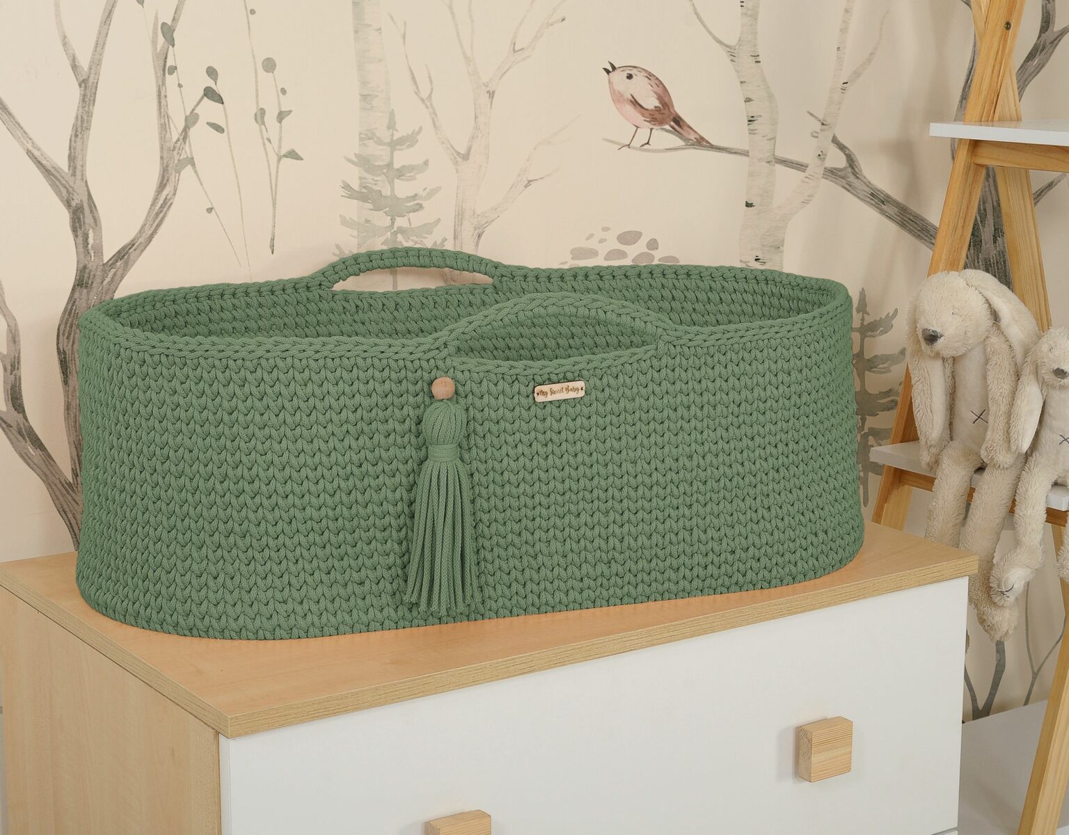 Moseskorb in BOHO Stil handgefertigt mit Matratze